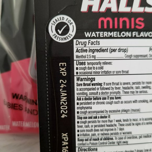 Halls | Other | 4pk Halls Minis Sugar Free Watermelon Flavor Cough ...